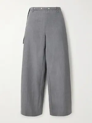 DEIJI STUDIOS Belted Pinstriped Wool Pants