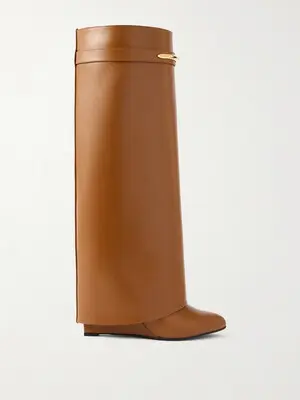 Givenchy Shark Leather Knee Boots - Brown