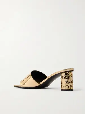 Givenchy Tape Metallic Leather Mules - Gold