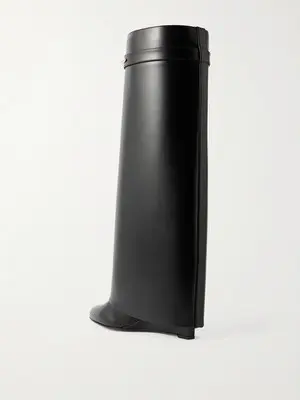 Givenchy Shark Leather Knee Boots - Black