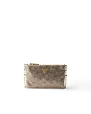 Prada Mini Crystal-studded Bag With Shoulder Strap - Neutral