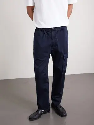 C.P. COMPANY Straight-leg Cotton-blend Cargo Trousers With Logo Appliqu - Blue