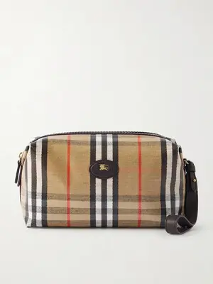 Burberry Checked Coated-canvas Wash Bag - Neutrals