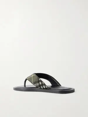 Burberry Pavillon Leather-trimmed Checked Jacquard Sandals