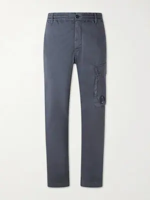 C.P. COMPANY Straight-leg Cotton-blend Cargo Trousers With Logo Appliqu - Gray
