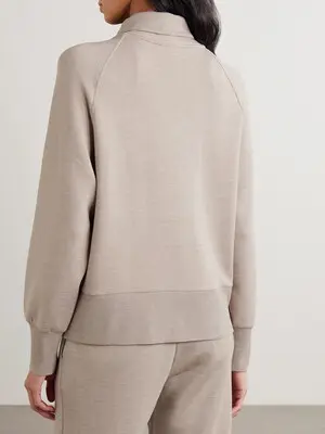 Varley Roxbury Satin-trimmed Doublesoft Zip-up Sweatshirt - Gray