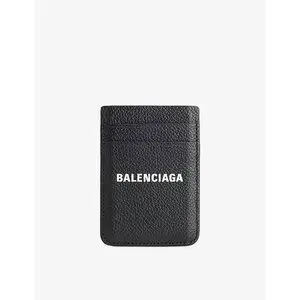 Balenciaga Cash Magnet Leather Card Holder - Black/ L White