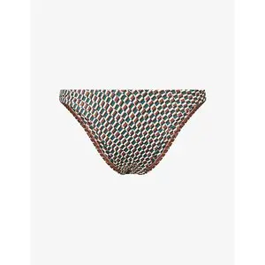 AWAY THAT DAY Maui Bikini Bottoms - Ivy Green Geo Print