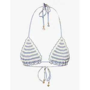 Zimmermann Awaken Crocheted Triangle Bikini Top - Blue Stripe