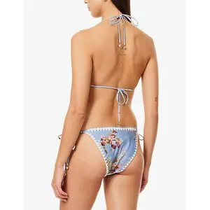 Zimmermann Awaken Crochet Triangle Bikini Top - Blue Stripe