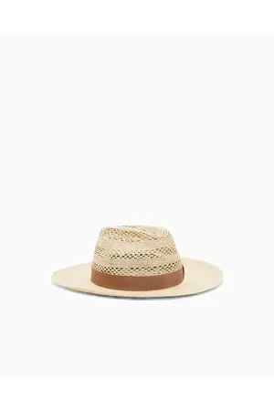 Giorgio Armani Perforated Straw Hat - Natural