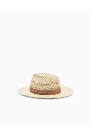 Giorgio Armani Perforated Straw Hat - Natural