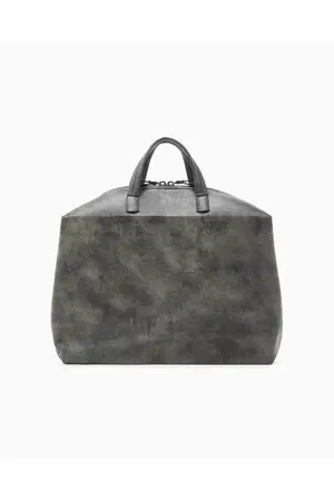 Giorgio Armani Leather Tote Bag - Grey