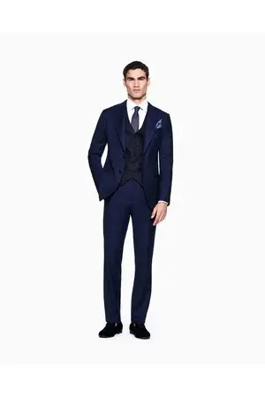 Giorgio Armani Single-breasted Virgin Wool Waistcoat - Navy