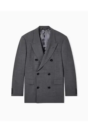 Emporio Armani Double-breasted Jacket In Stretch Wool Canvas
