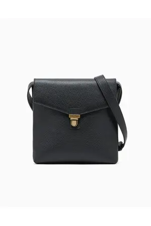 Emporio Armani Pebbled Leather Flat Shoulder Bag - Black