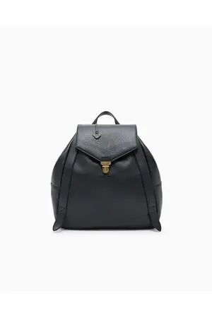 Emporio Armani Asv Icon Pebbled Leather Backpack - Black