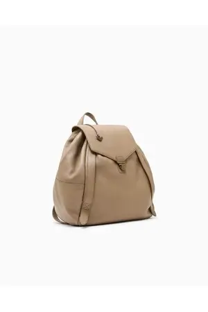 Emporio Armani Asv Icon Pebbled Leather Backpack - Brown