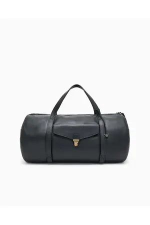 Emporio Armani Asv Icon Pebbled Leather Duffle Bag - Black