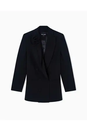 Giorgio Armani Silk Cady Double-breasted Jacket With Rose Detail