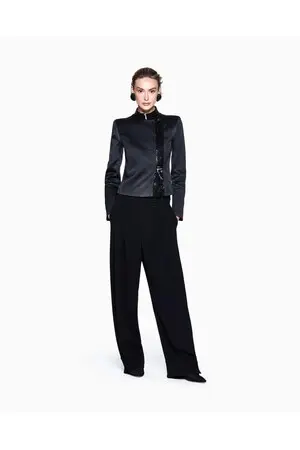 Giorgio Armani Silk Cady Pleated Trousers