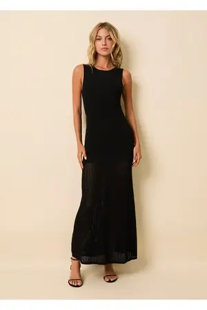 Solid & Striped Lucerne Pointelle Maxi Dress - Black