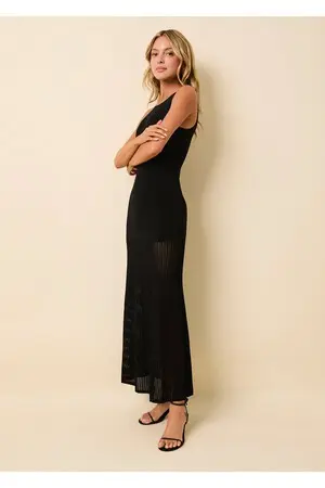 Solid & Striped Lucerne Pointelle Maxi Dress - Black