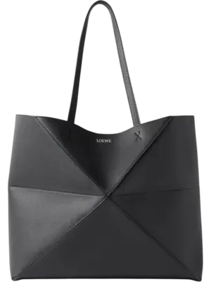 Loewe Puzzle Fold Horizontal Large Textured-leather Tote - Black