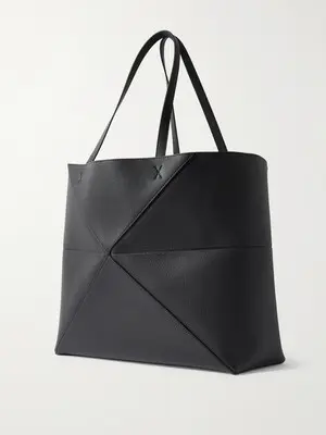 Loewe Puzzle Fold Horizontal Large Textured-leather Tote - Black