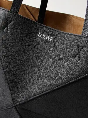 Loewe Puzzle Fold Horizontal Large Textured-leather Tote - Black