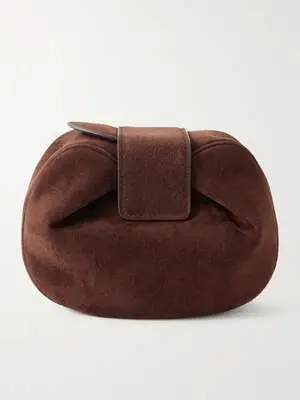 Gabriela Hearst Soft Demi Suede Clutch Chocolate