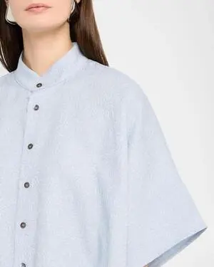 Eskandar A-line Textured Silk Shirt