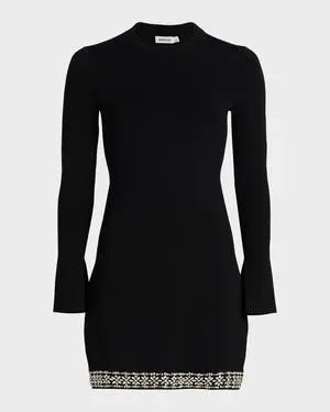 Simkhai Farley Embellished Knit Mini Dress - Black
