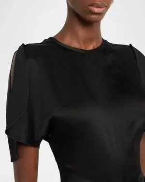 Victoria Beckham Satin Maxi Dress With Gathered Waist - Black