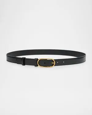 Dolce & Gabbana Calfskin Leather Belt With Oval Buckle