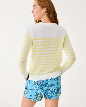 Lilly Pulitzer® Kelsa Embroidered Crew Neck Sweater - Resort White Stay Sunny Embroidery