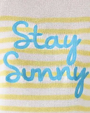 Lilly Pulitzer® Kelsa Embroidered Crew Neck Sweater - Resort White Stay Sunny Embroidery