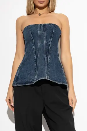 AGOLDE Strapless Denim Top - Blue