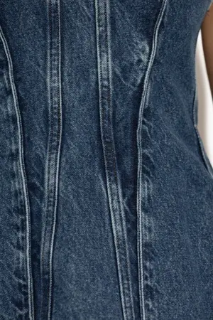 AGOLDE Strapless Denim Top - Blue