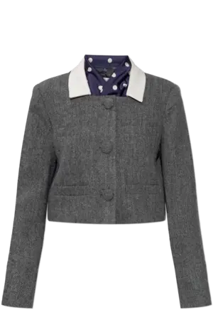 SELF-PORTRAIT Blazer With Detachable Scarf - Grey