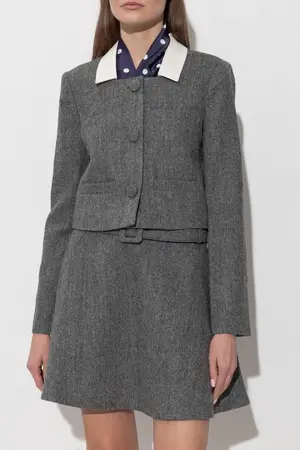 SELF-PORTRAIT Blazer With Detachable Scarf - Grey