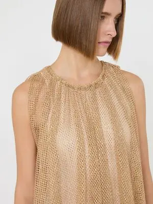 Max Mara Sleeveless Jersey Dress With Crystal Embellishments - Camel