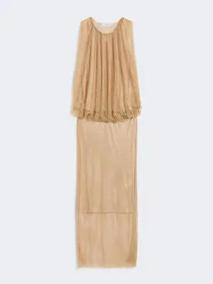 Max Mara Sleeveless Jersey Dress With Crystal Embellishments - Camel