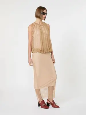 Max Mara Sleeveless Jersey Dress With Crystal Embellishments - Camel