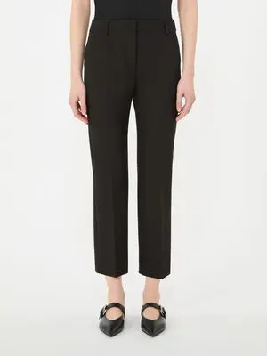 Max Mara Cropped Viscose Canvas Trousers - Black