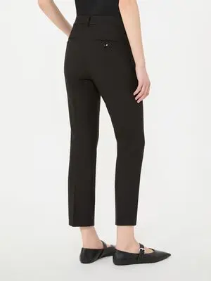 Max Mara Cropped Viscose Canvas Trousers - Black
