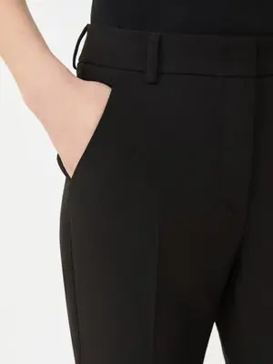 Max Mara Cropped Viscose Canvas Trousers - Black