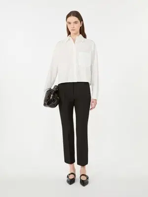 Max Mara Cropped Viscose Canvas Trousers - Black