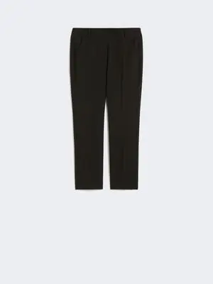 Max Mara Cropped Viscose Canvas Trousers - Black