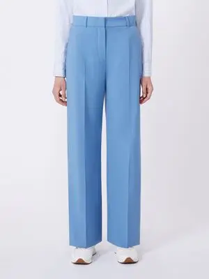 Max Mara Wool Palazzo Trousers - Light Blue